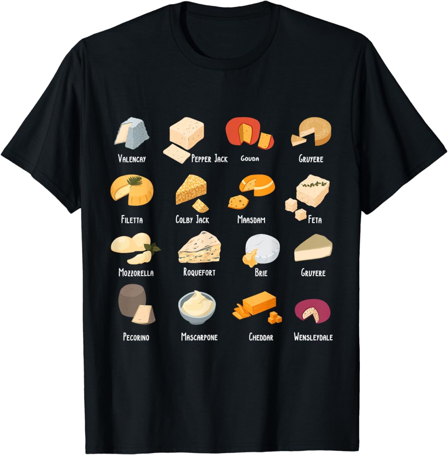 Funny Vintage Cheese Chart For Cheese Lover Cheese T-Shirt - Walmart.com