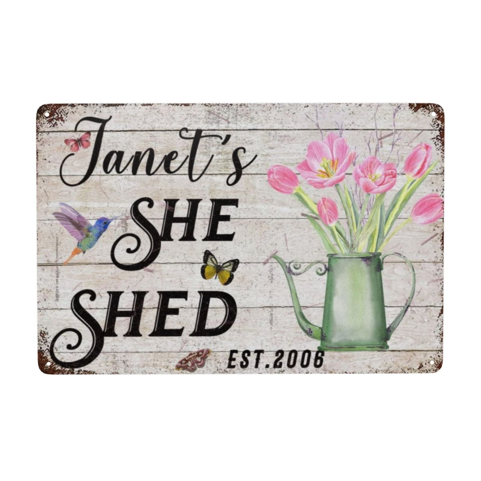 Funny Vintage Metal Sign Personalized She Shed Signs Farmhouse Garden ...