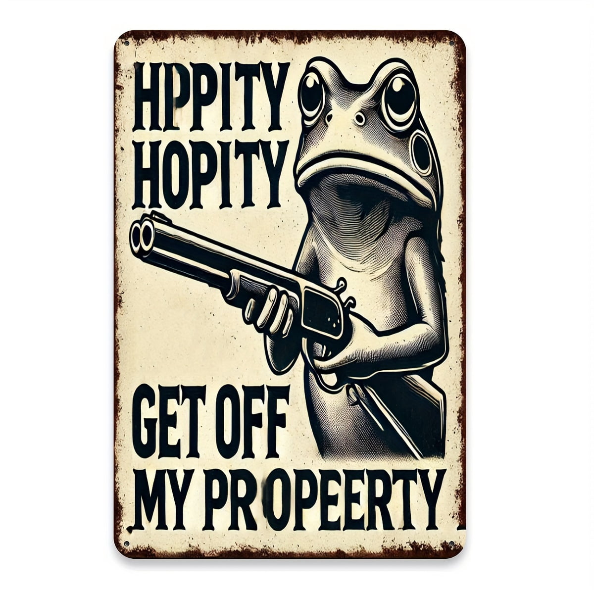 Funny Vintage Metal Tin Sign Frog Room Decor Hippity Hoppity Get Off My ...