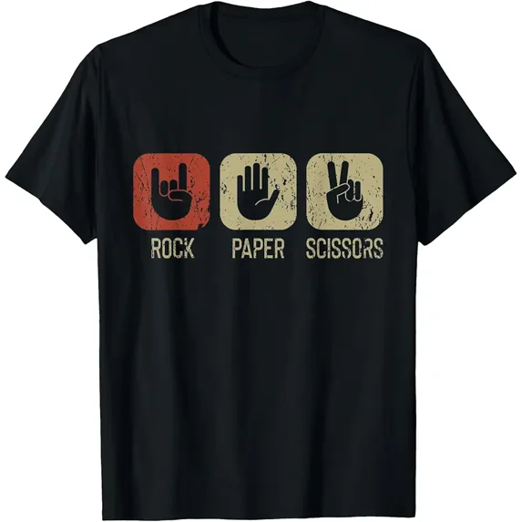 Funny Vintage Rock Paper Scissors Game Unisex Graphic T-Shirt - Walmart.com