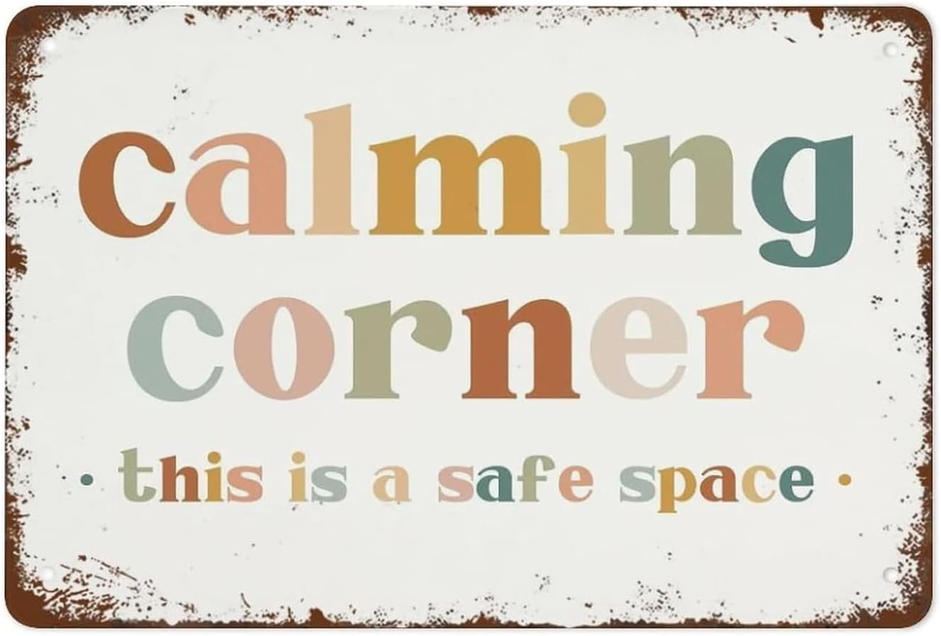 Funny Vintage Tin Metal Sign Calming Corner Sign Safe Space Wall Art ...
