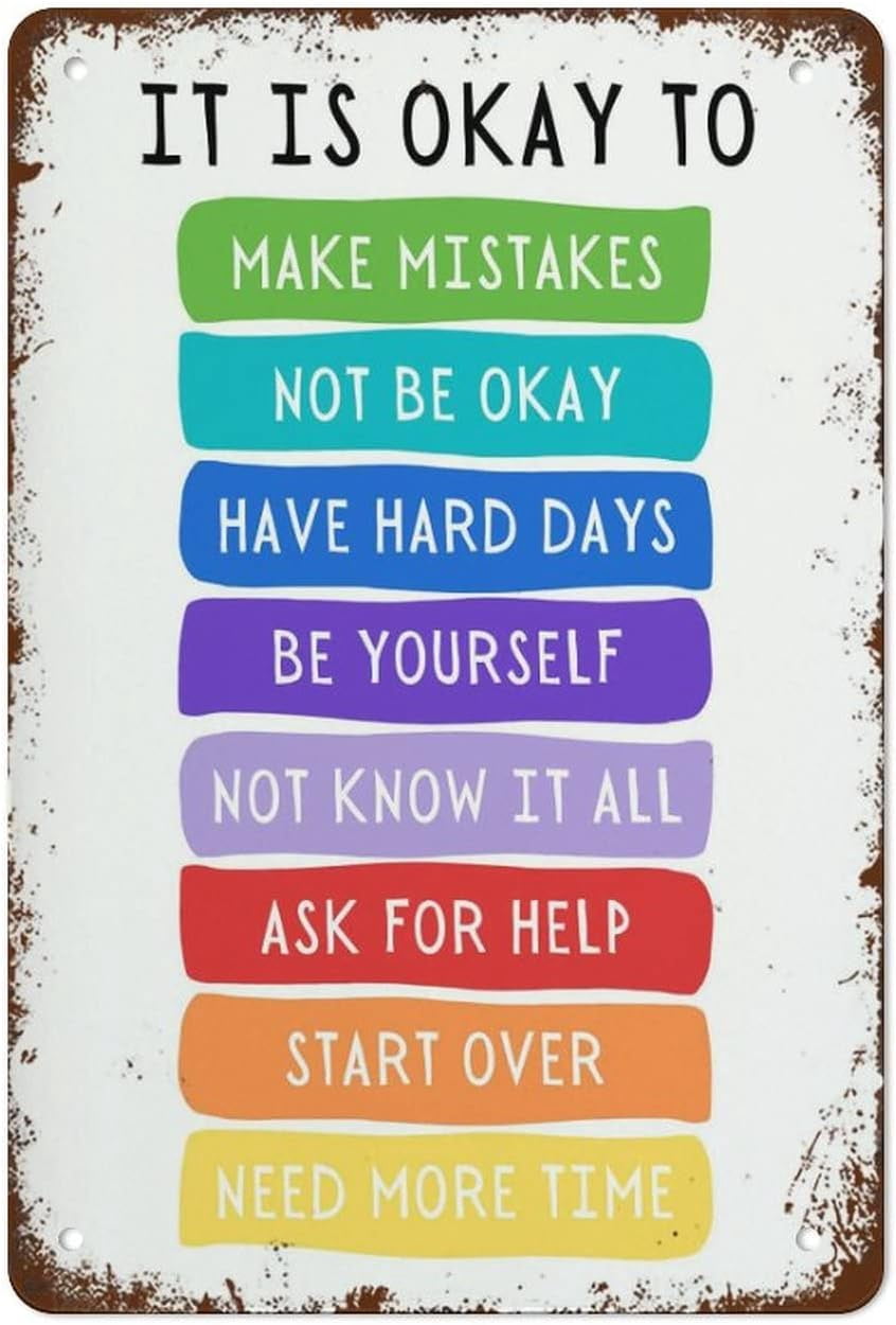 Funny Vintage Tin Metal Sign It's Okay to Not Be Okay Poster ...