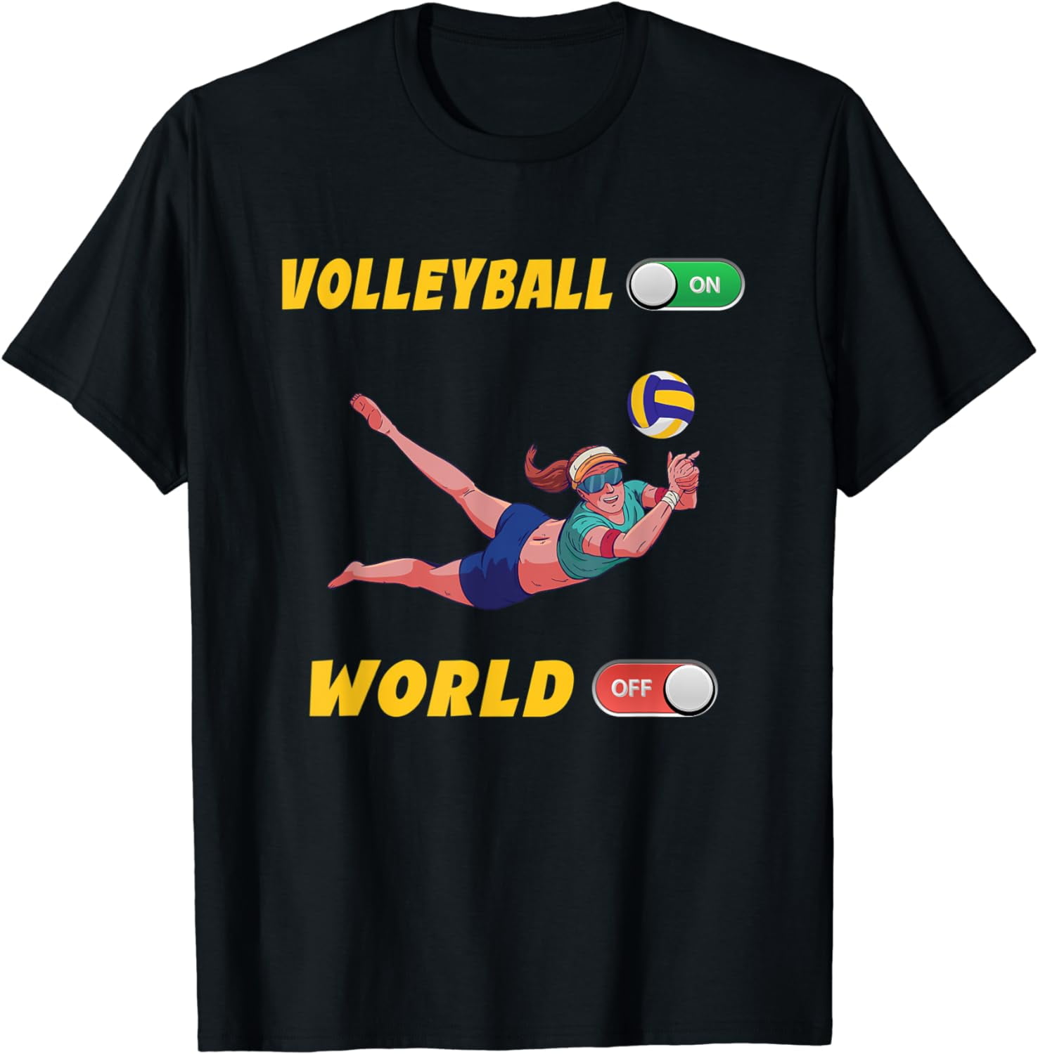Funny Volleyball On World Off Volleyball Player T-Shirt - Walmart.com