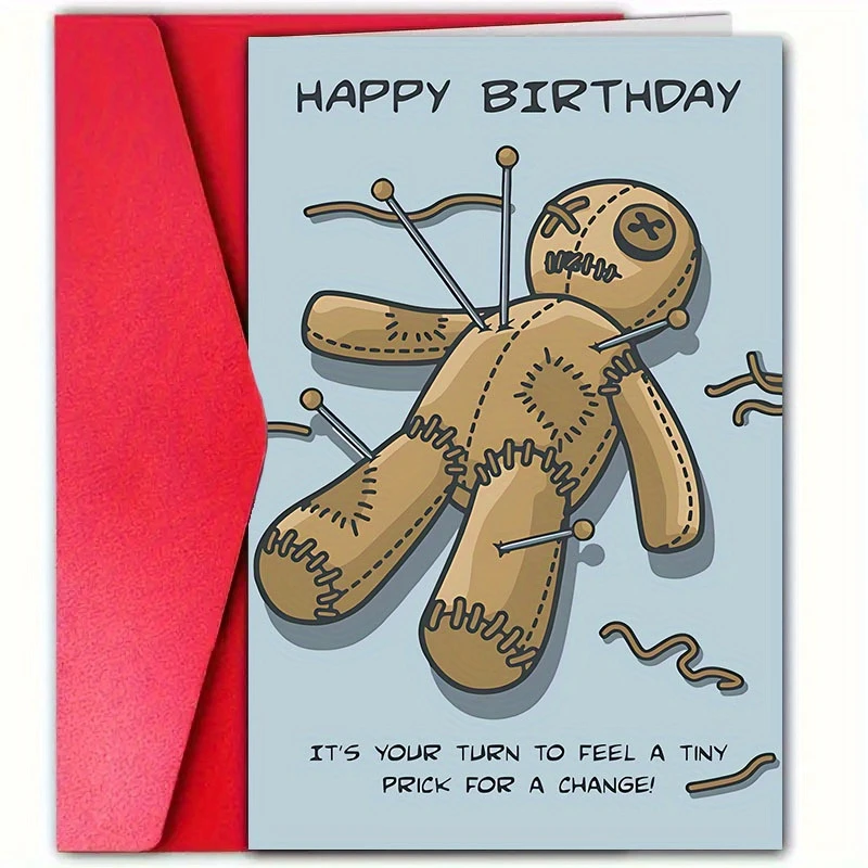 Funny Voodoo Doll Birthday Card - "Happy Birthday" with Hilarious Pun ...