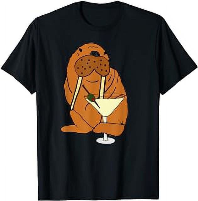 Funny Walrus Drinking Martini T-shirt - Walmart.com
