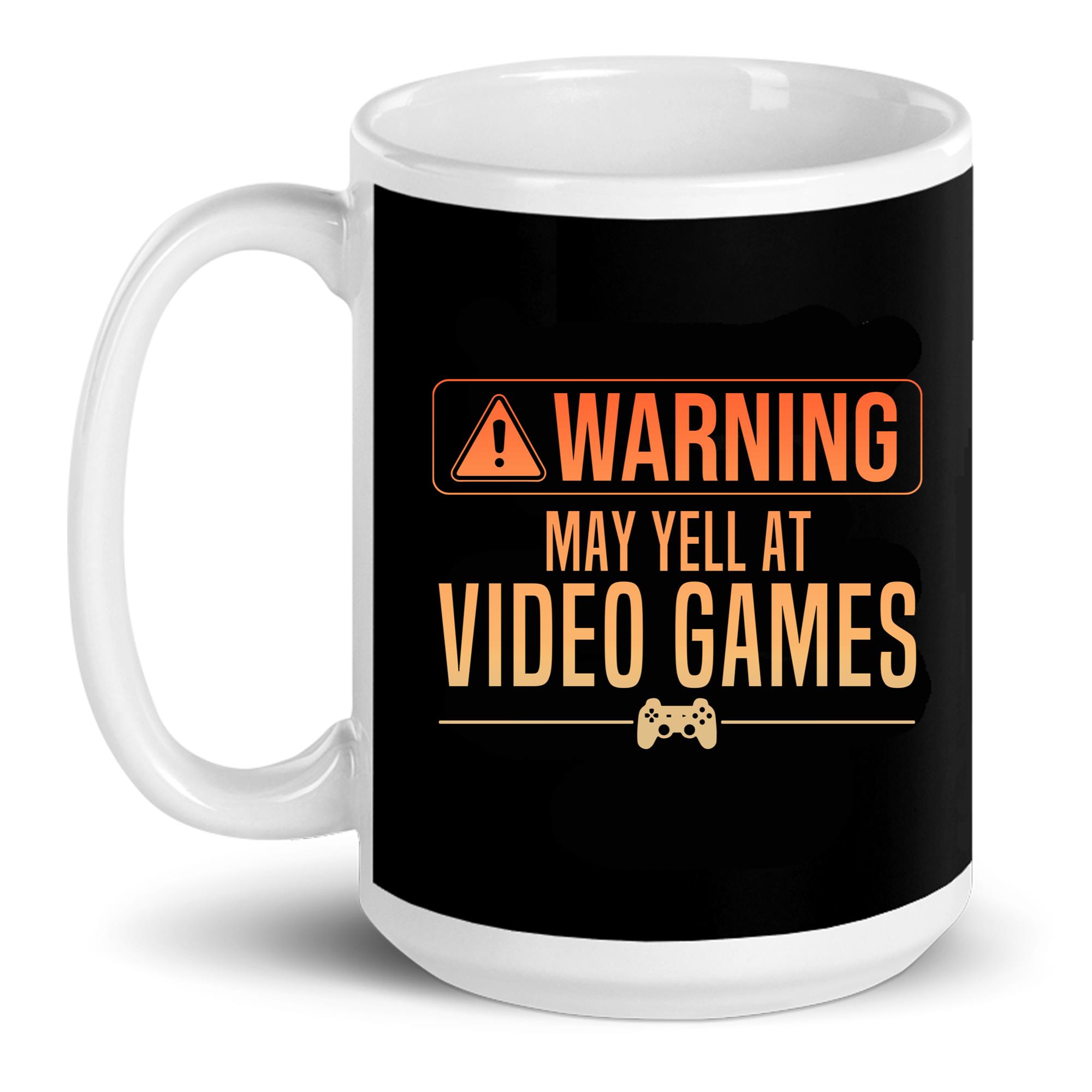 Funny Warning May Yell At Video Game Gaming Nerd Pc Gamer Gift Ceramic ...