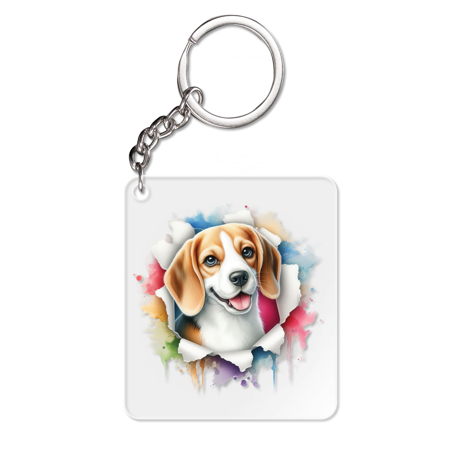 Funny Watercolor Adorable Beagle Peeking Through Torn Paper Effect ...