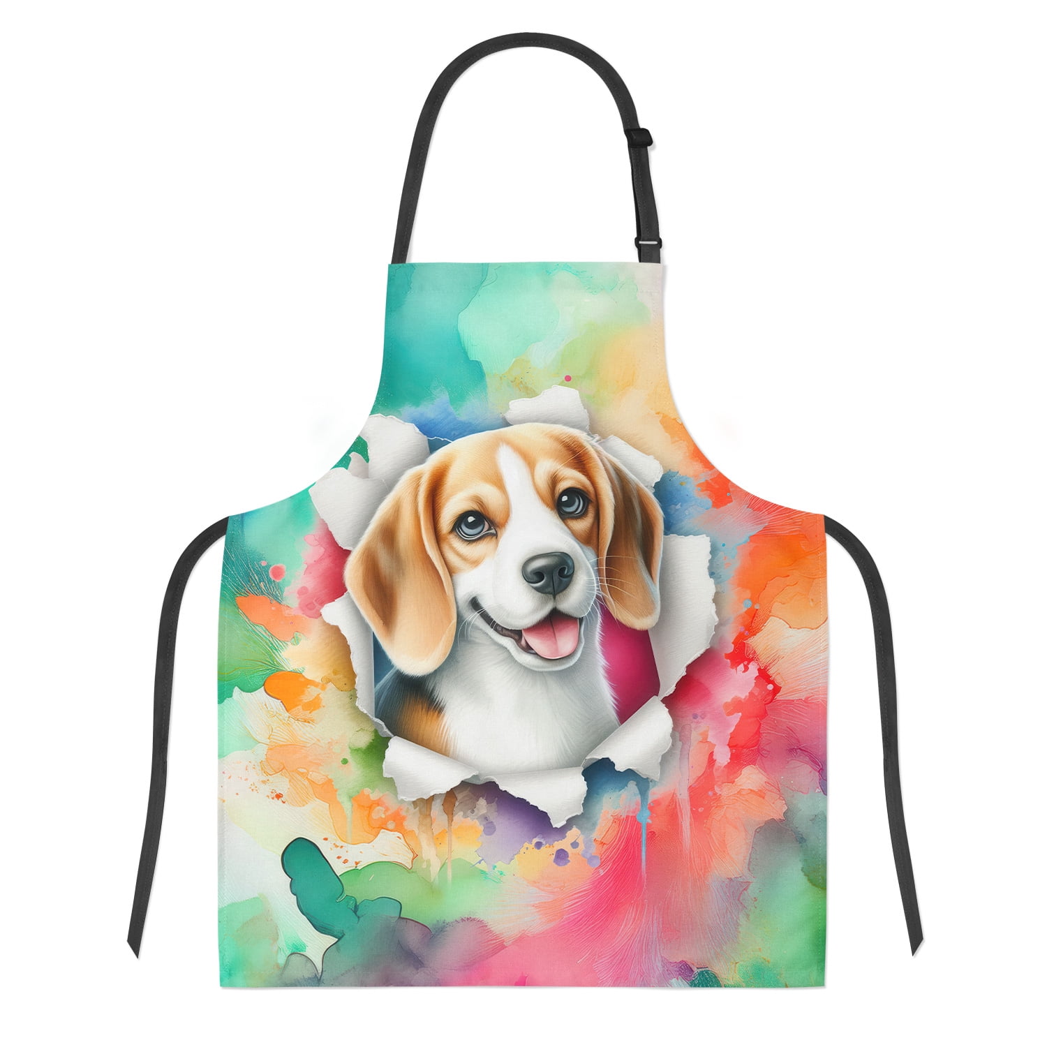 Funny Watercolor Adorable Beagle Peeking Through Torn Paper Effect ...