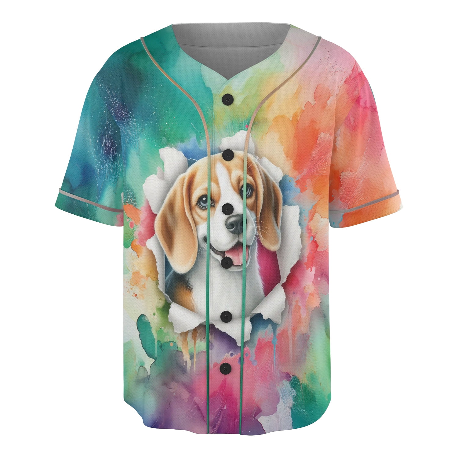 Funny Watercolor Adorable Beagle Peeking Through Torn Paper Effect All ...