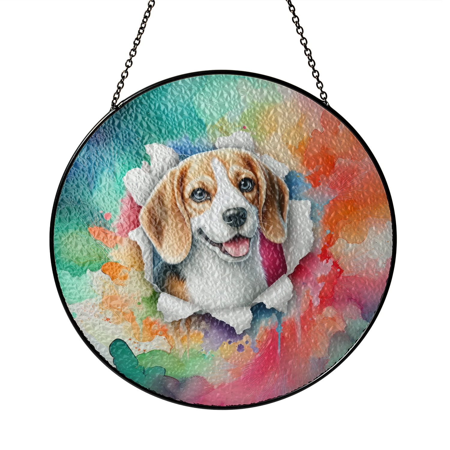 Funny Watercolor Adorable Beagle Peeking Through Torn Paper Effect ...