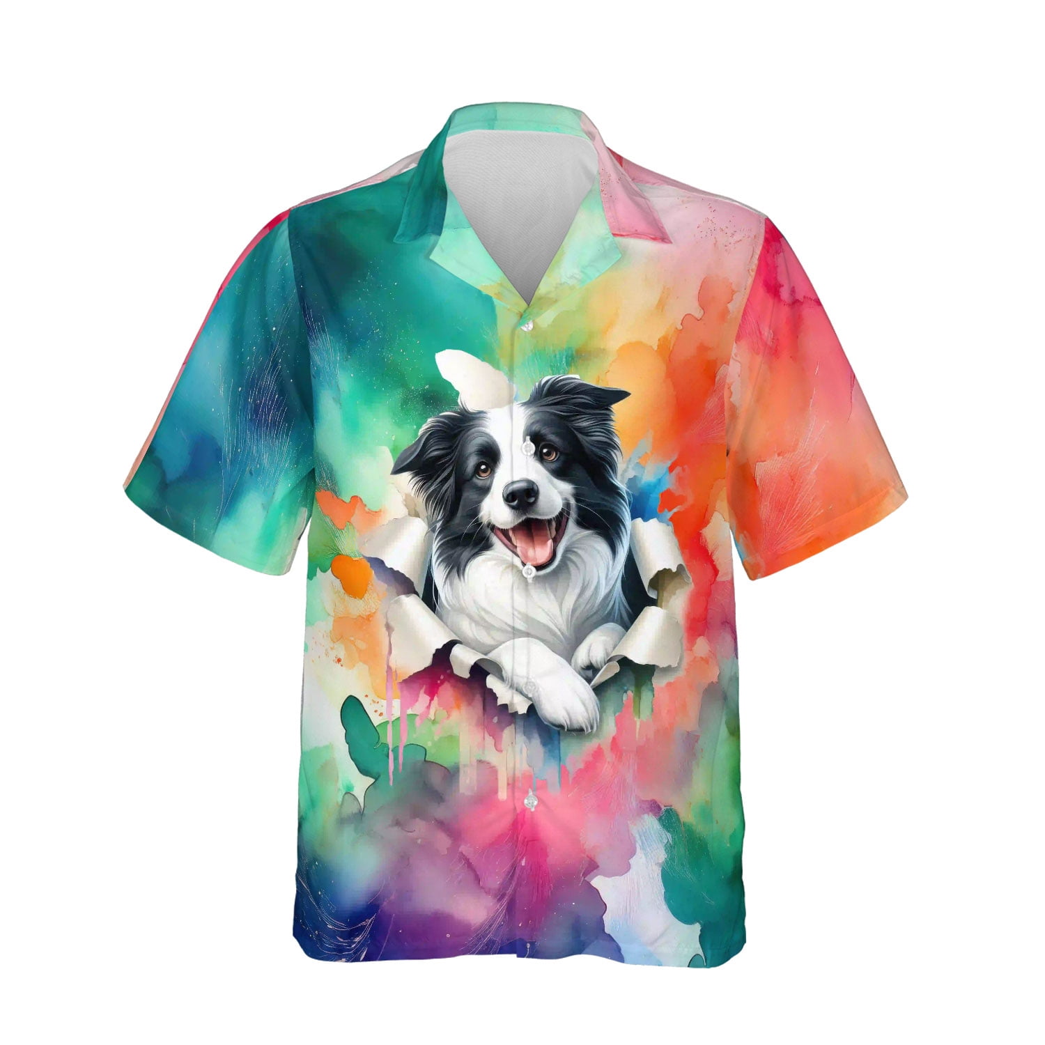 Funny Watercolor Adorable Border Collie Peeking Through Torn Paper ...