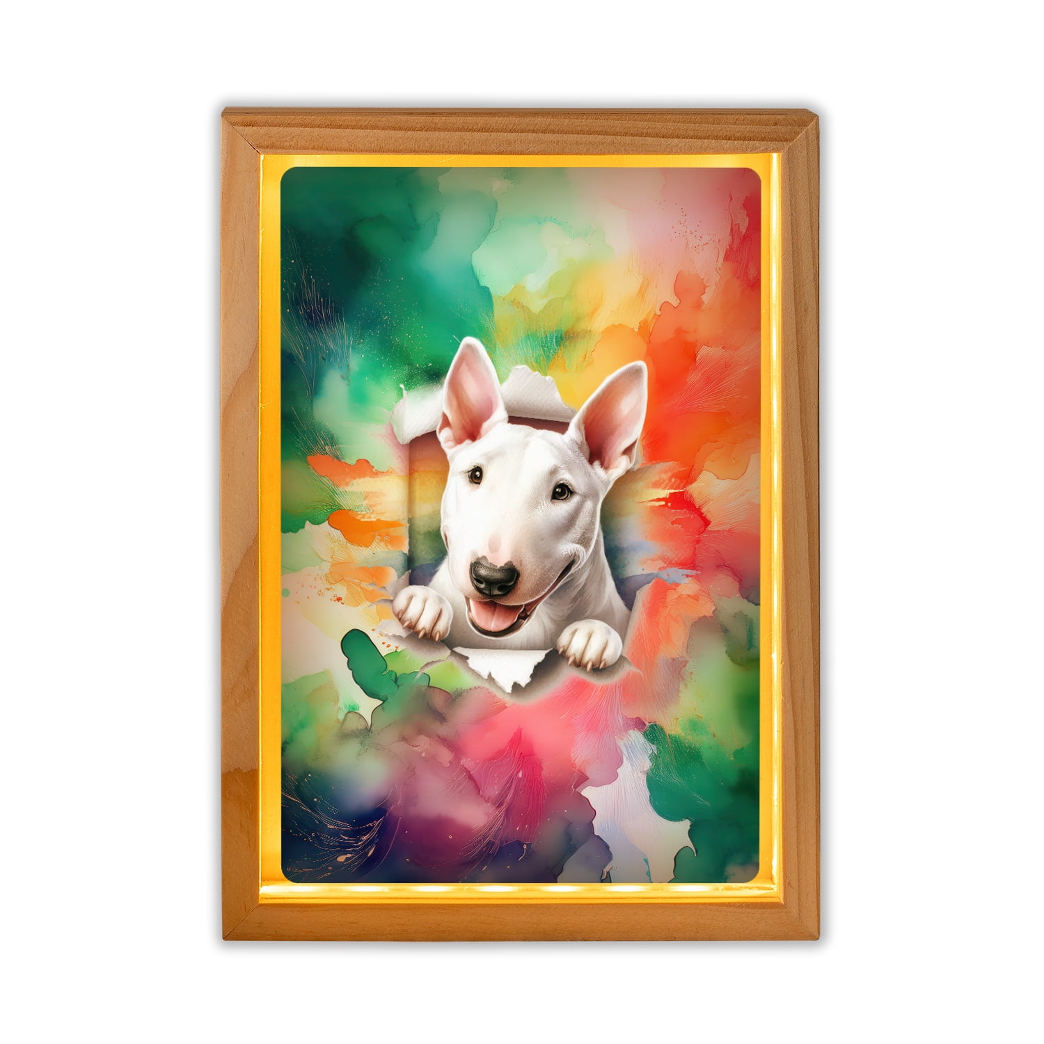Funny Watercolor Adorable Bull Terrier Peeking Through Torn Paper ...