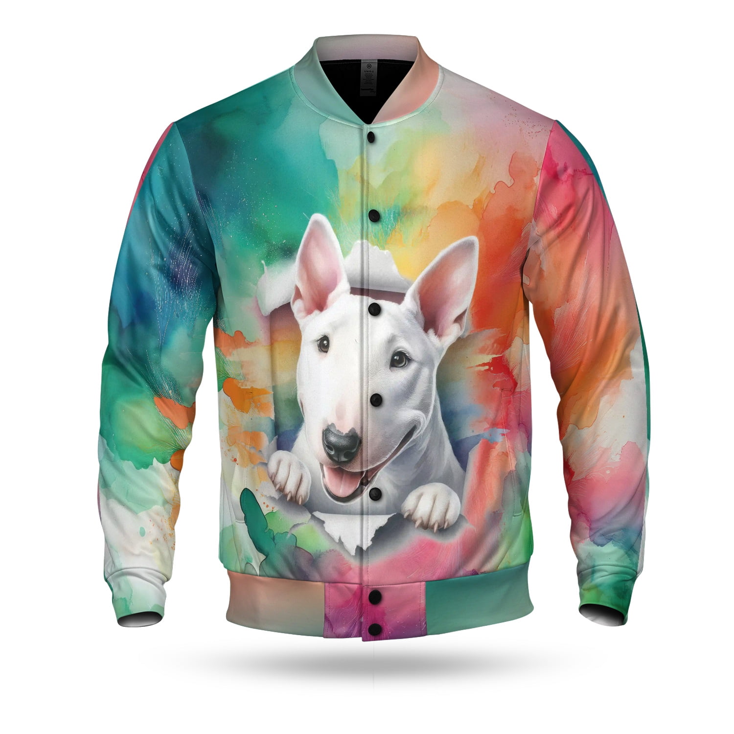 Funny Watercolor Adorable Bull Terrier Peeking Through Torn Paper ...