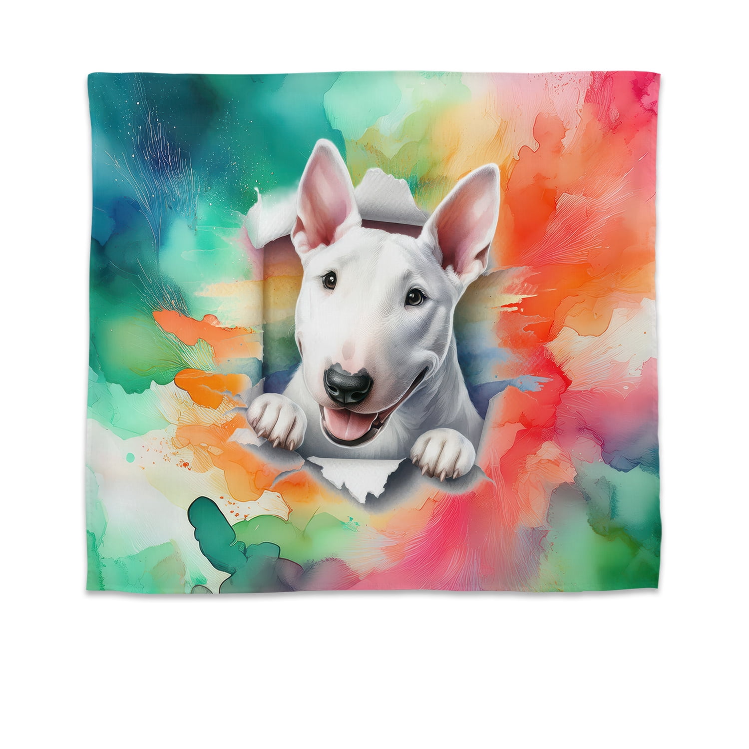 Funny Watercolor Adorable Bull Terrier Peeking Through Torn Paper ...