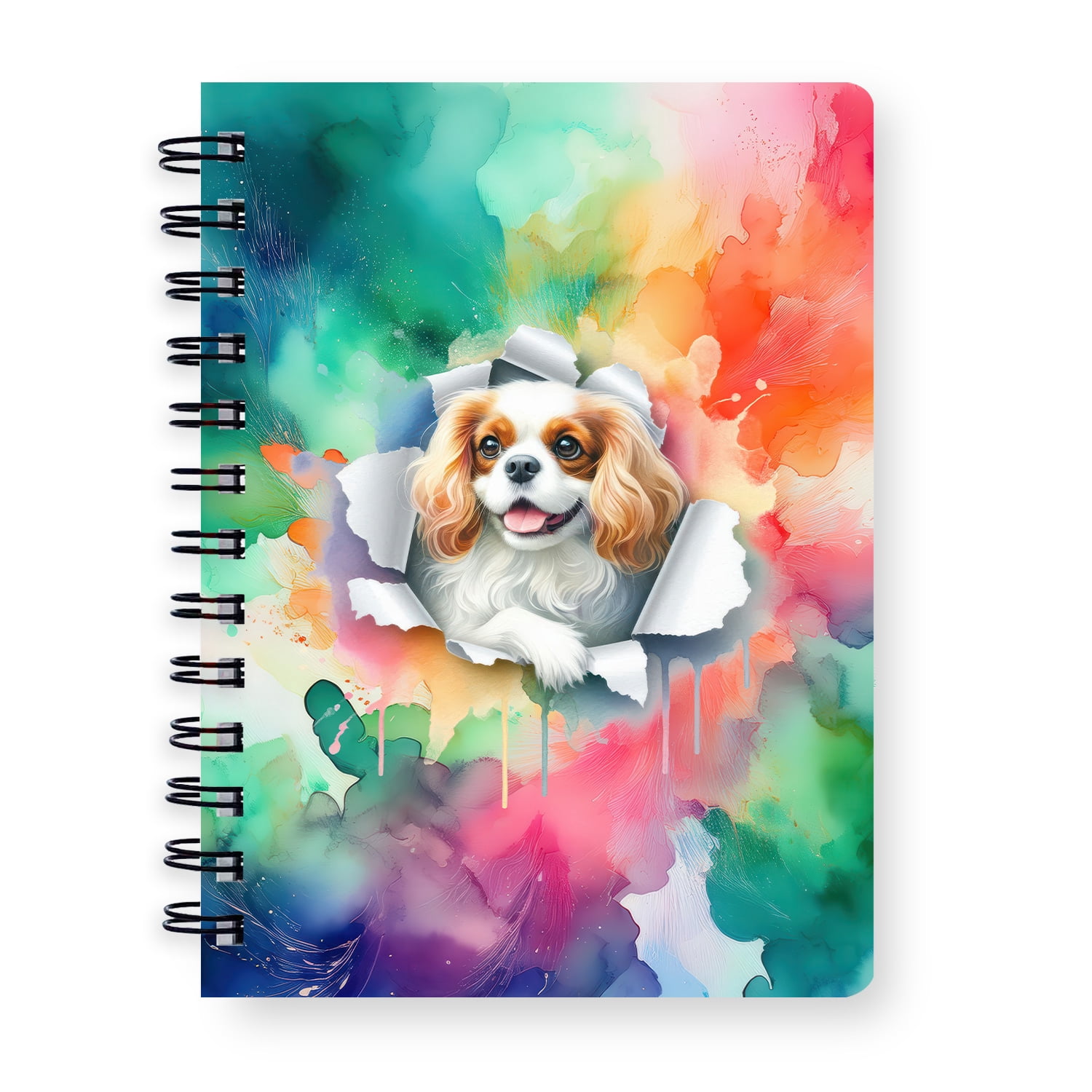 Funny Watercolor Adorable Cavalier King Charles Spaniel Peeking Through ...