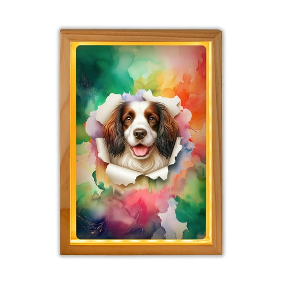 Funny Watercolor Adorable English Springer Spaniel Peeking Through Torn ...