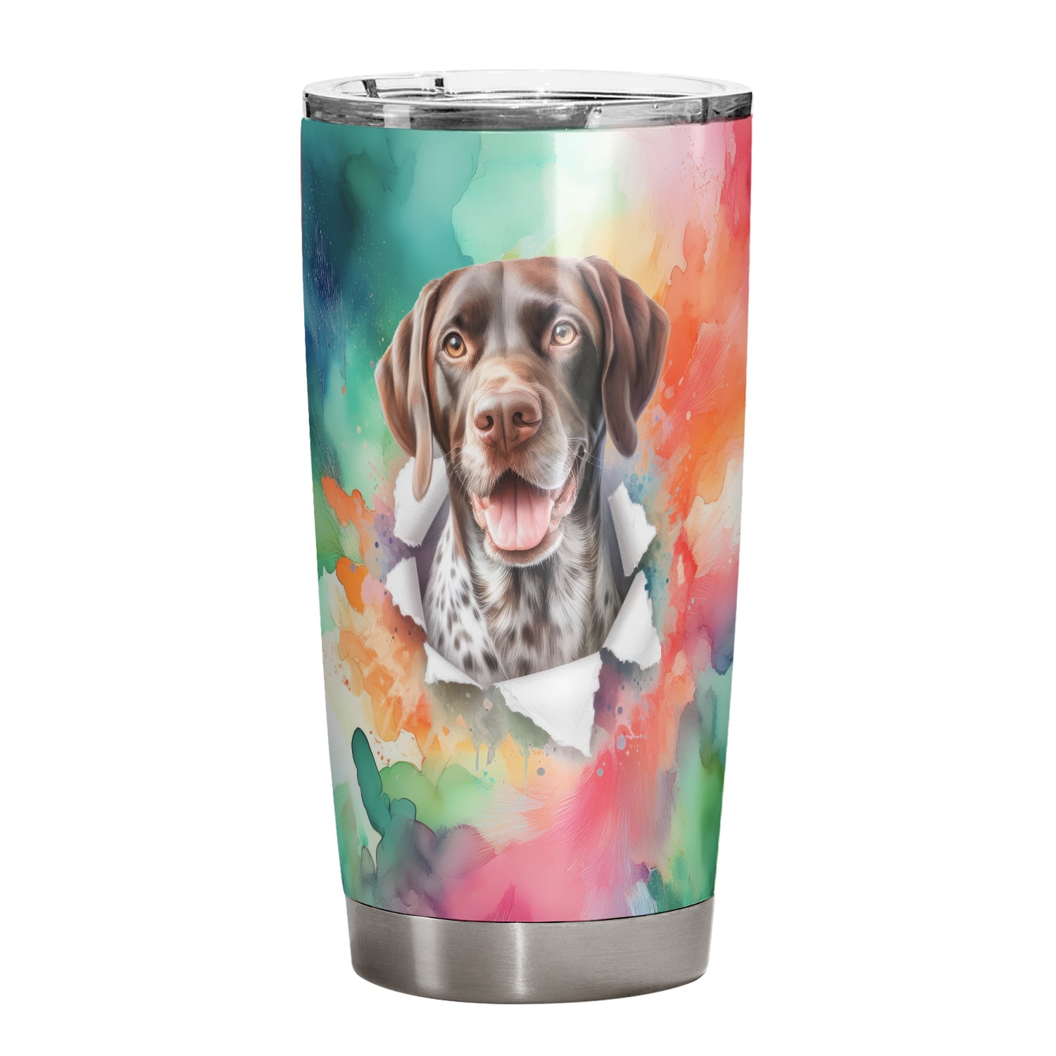 Funny Watercolor Adorable German Shorthaired Pointer Peeking Through ...