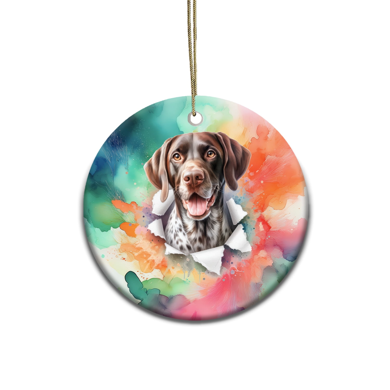 Funny Watercolor Adorable German Shorthaired Pointer Peeking Through ...