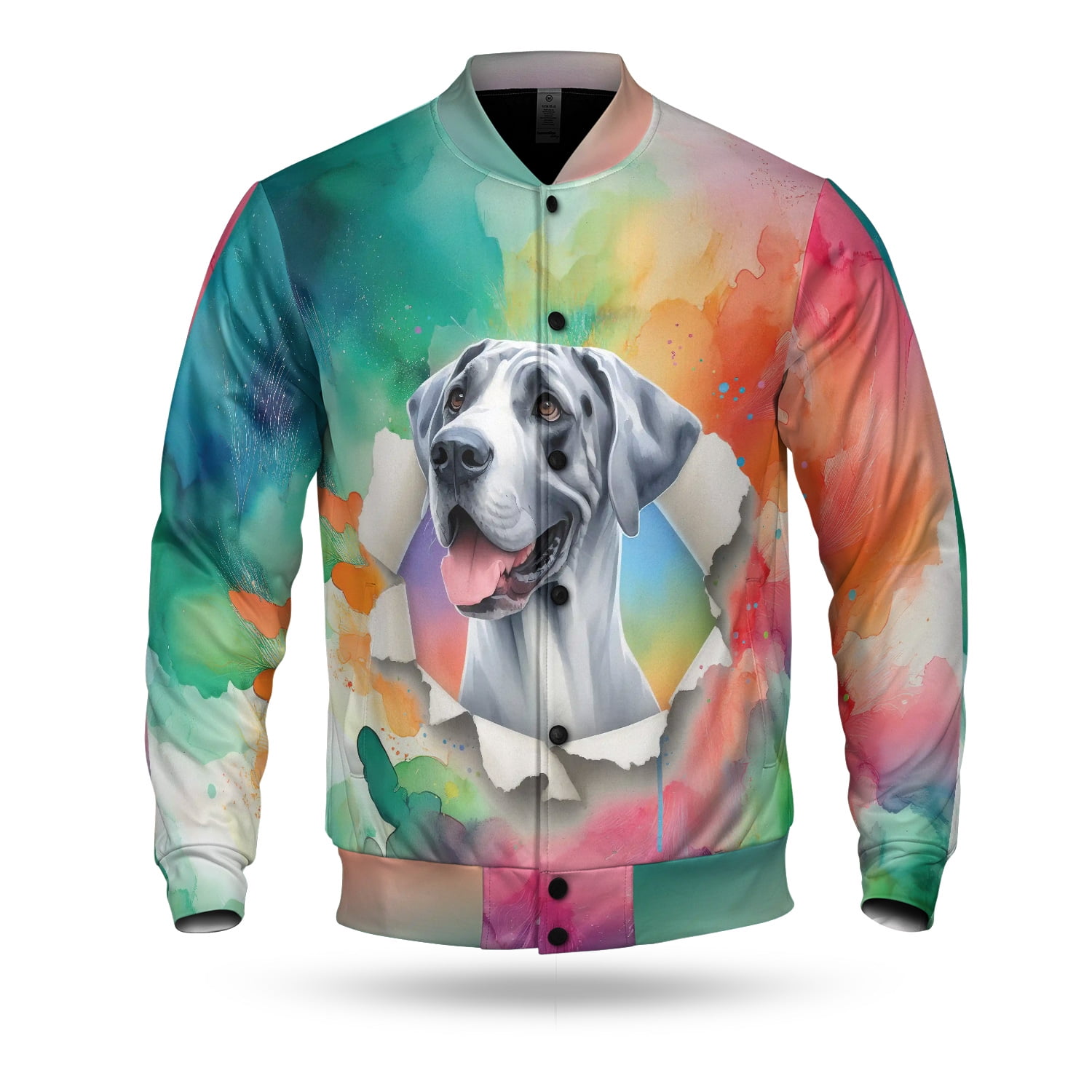 Funny Watercolor Adorable Great Dane Peeking Through Torn Paper Effect ...