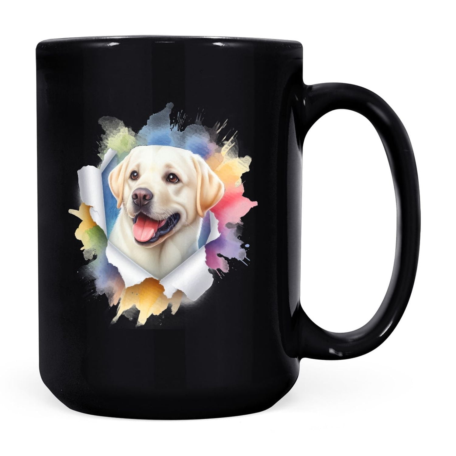 Funny Watercolor Adorable Labrador Retriever Peeking Through Torn Paper ...