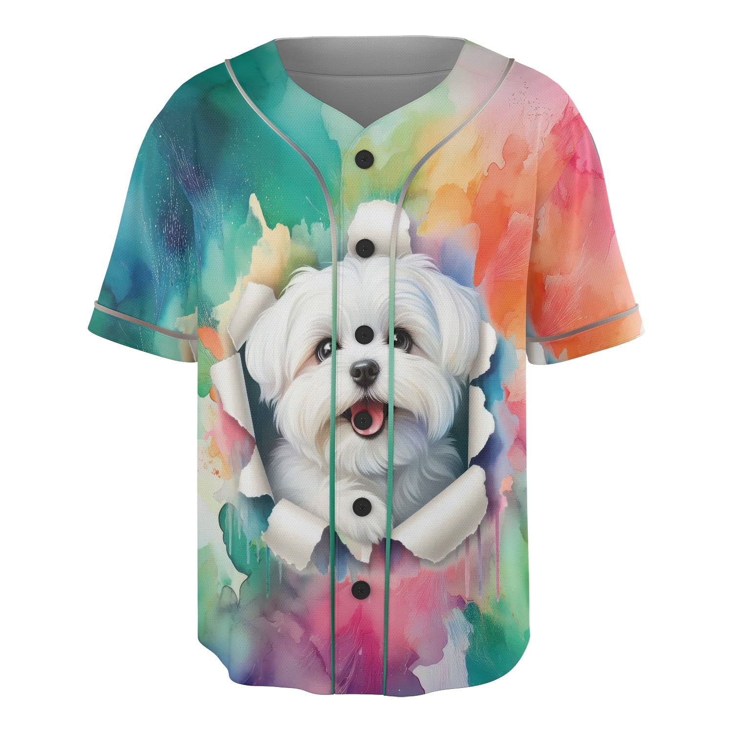 Funny Watercolor Adorable Maltese Peeking Through Torn Paper Effect All ...