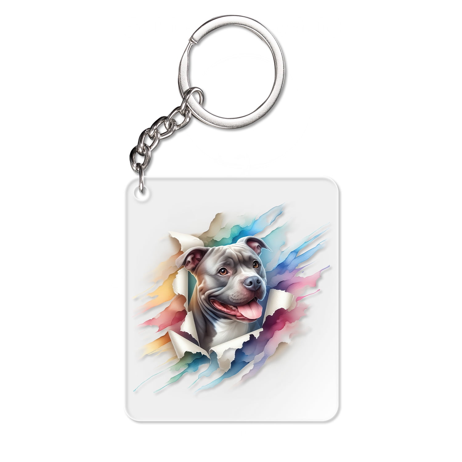 Funny Watercolor Adorable Pitbull Peeking Through Torn Paper Effect ...