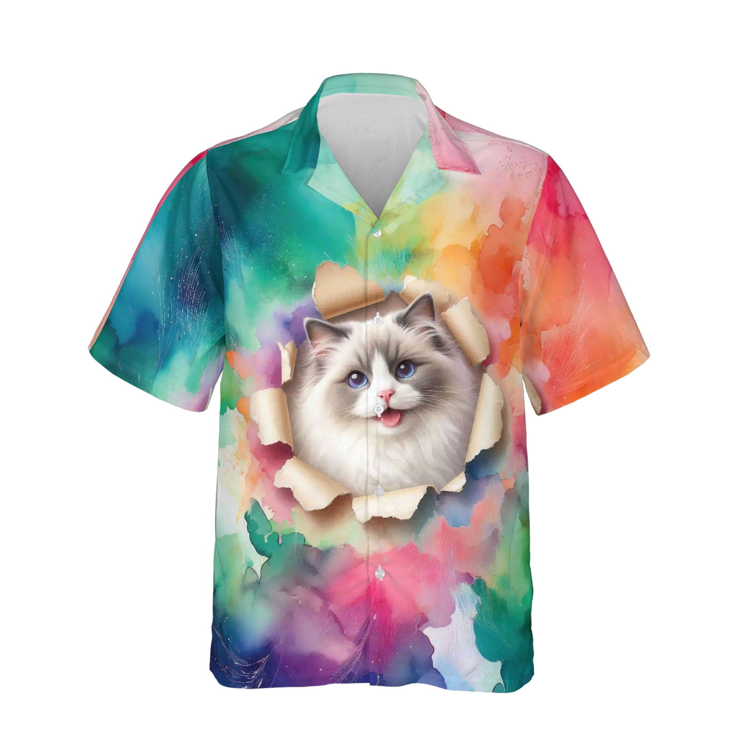 Funny Watercolor Adorable Ragdoll Peeking Through Torn Paper Effect ...