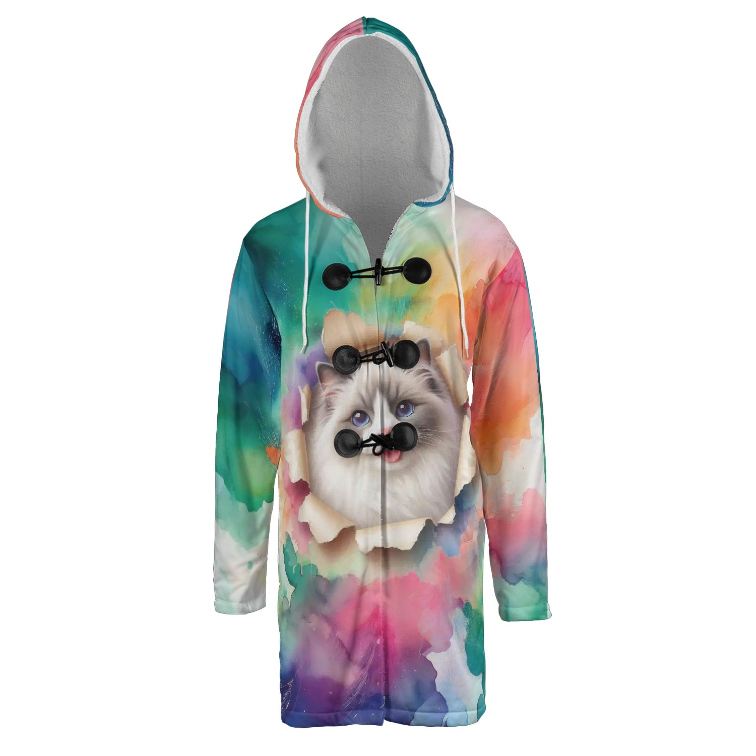 Funny Watercolor Adorable Ragdoll Peeking Through Torn Paper Effect All ...