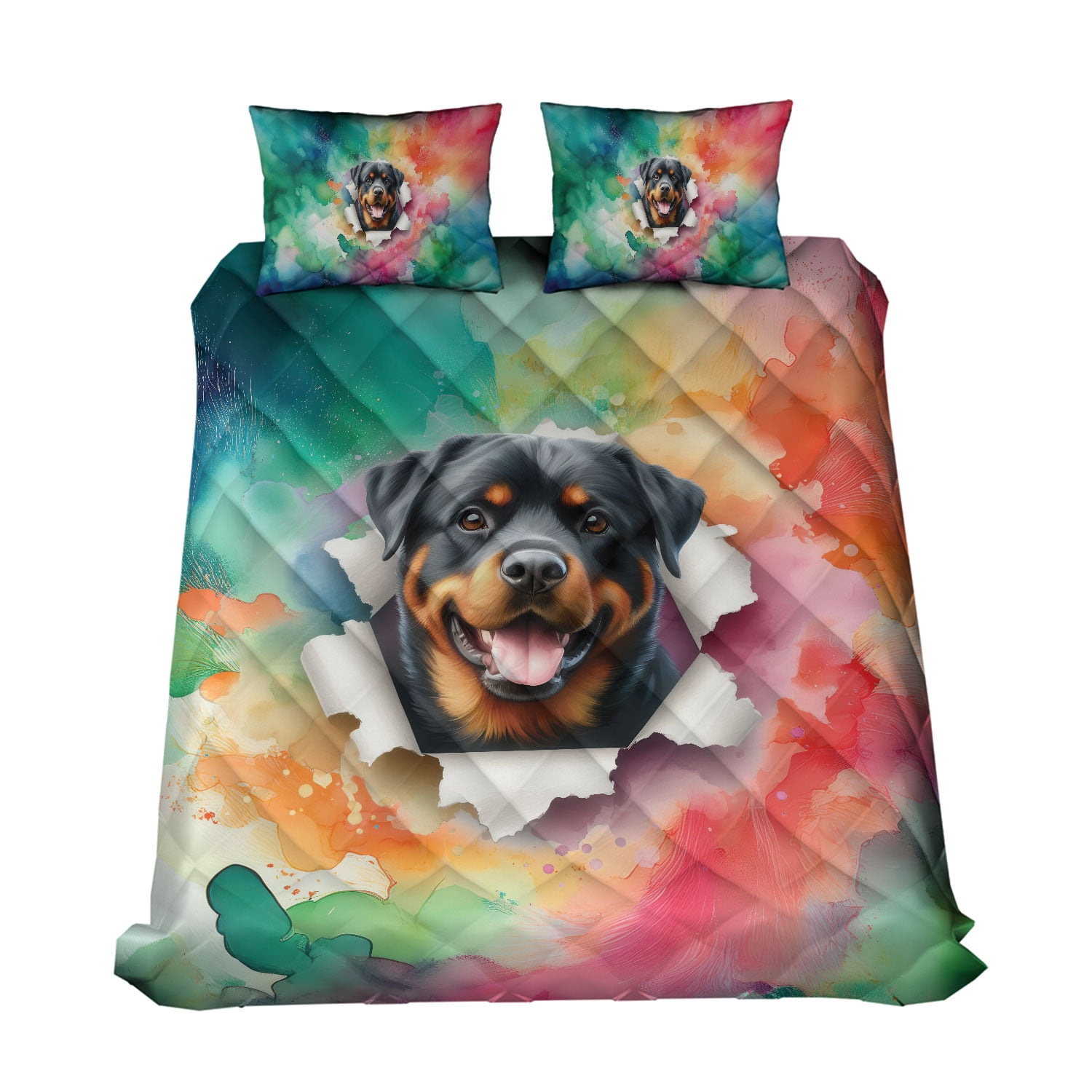 Funny Watercolor Adorable Rottweiler Peeking Through Torn Paper Effect ...