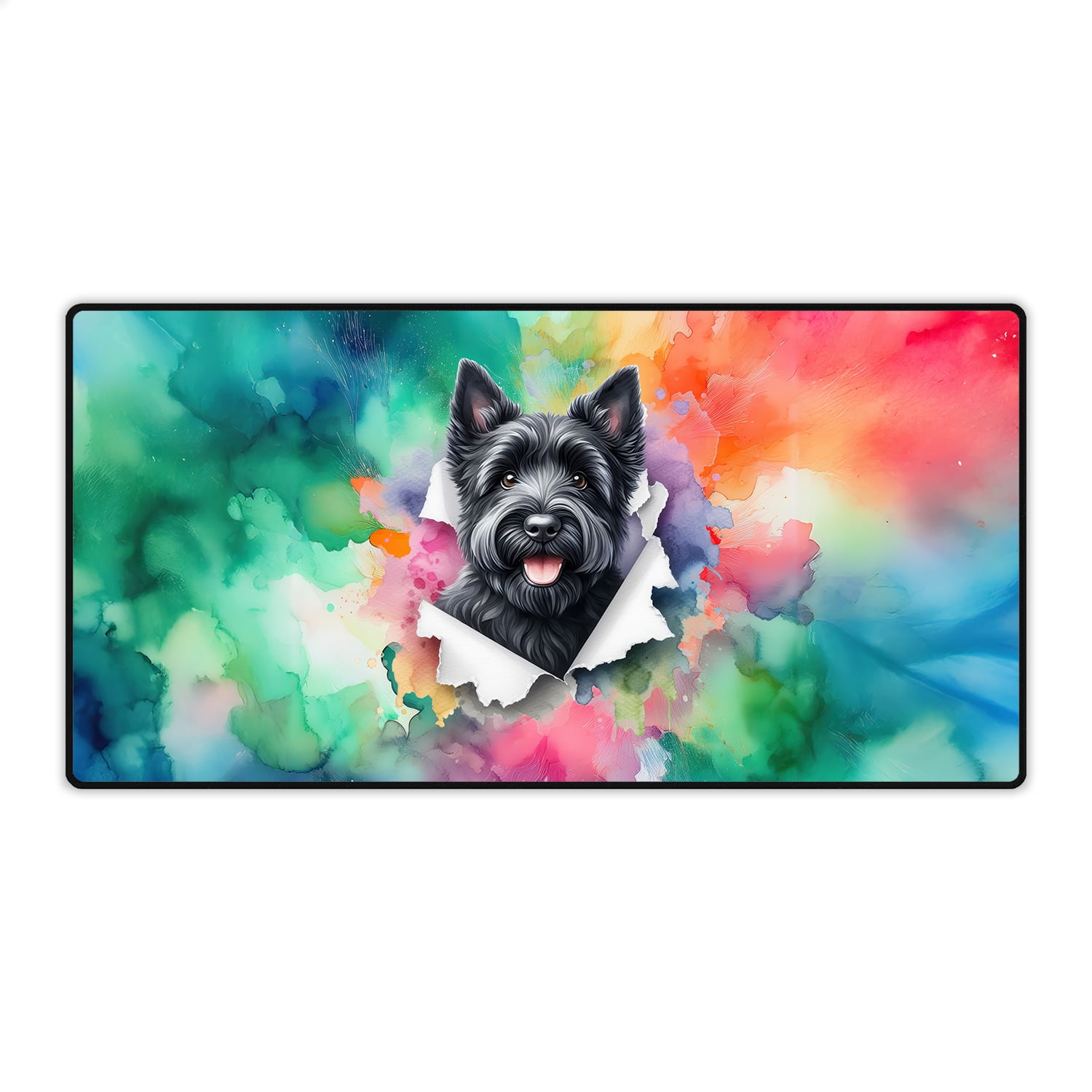 Funny Watercolor Adorable Scottish Terrier Peeking Through Torn Paper ...