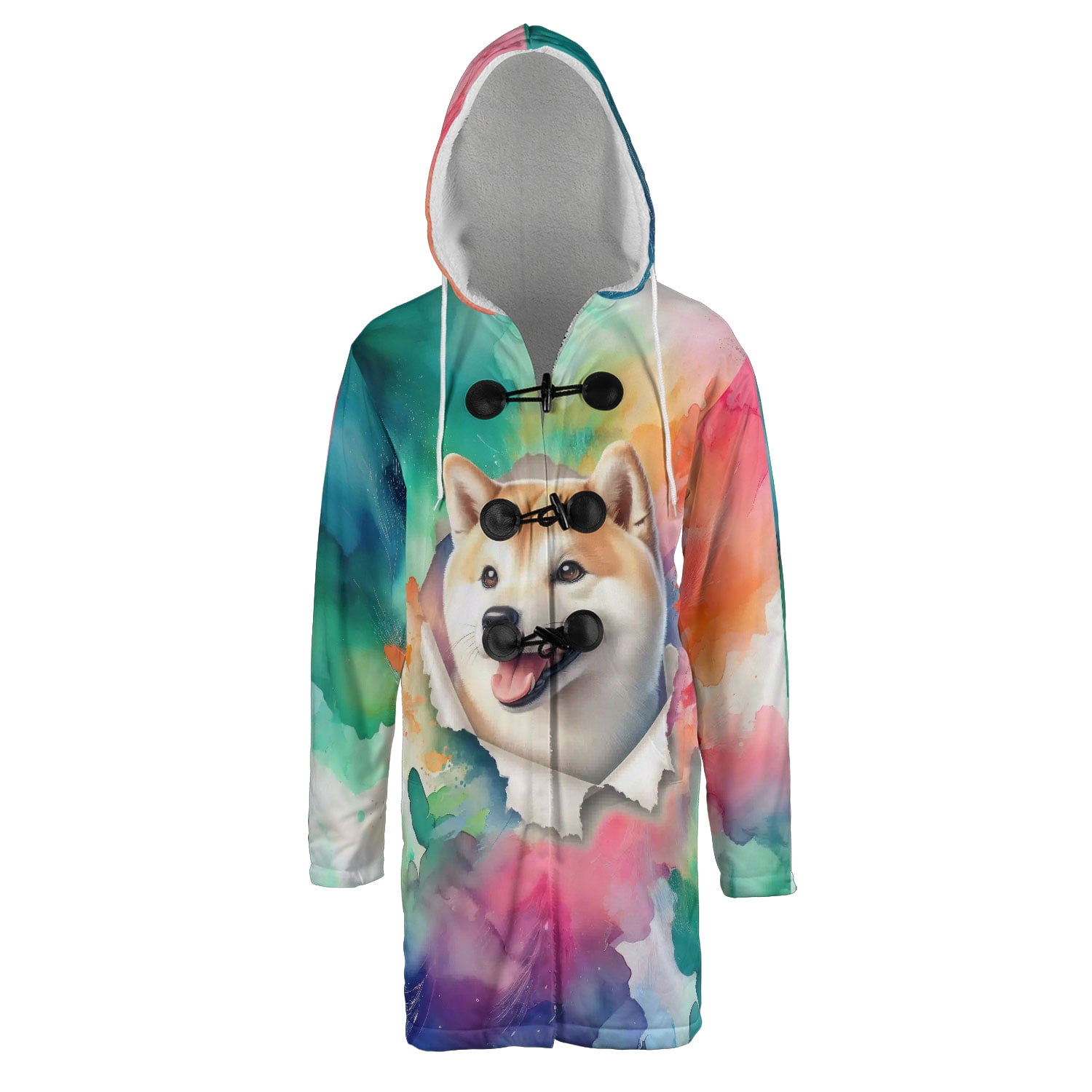 Funny Watercolor Adorable Shiba Inu Peeking Through Torn Paper Effect ...