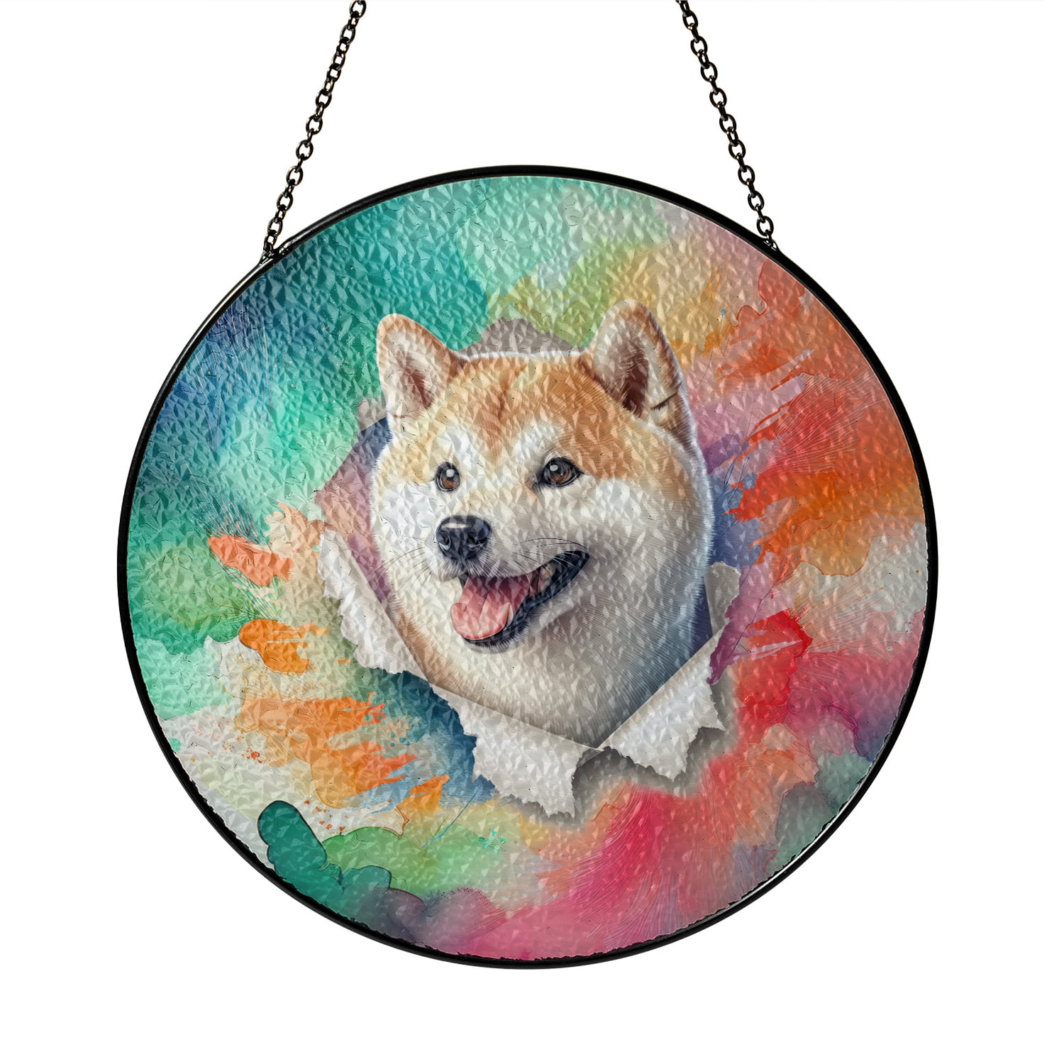 Funny Watercolor Adorable Shiba Inu Peeking Through Torn Paper Effect ...