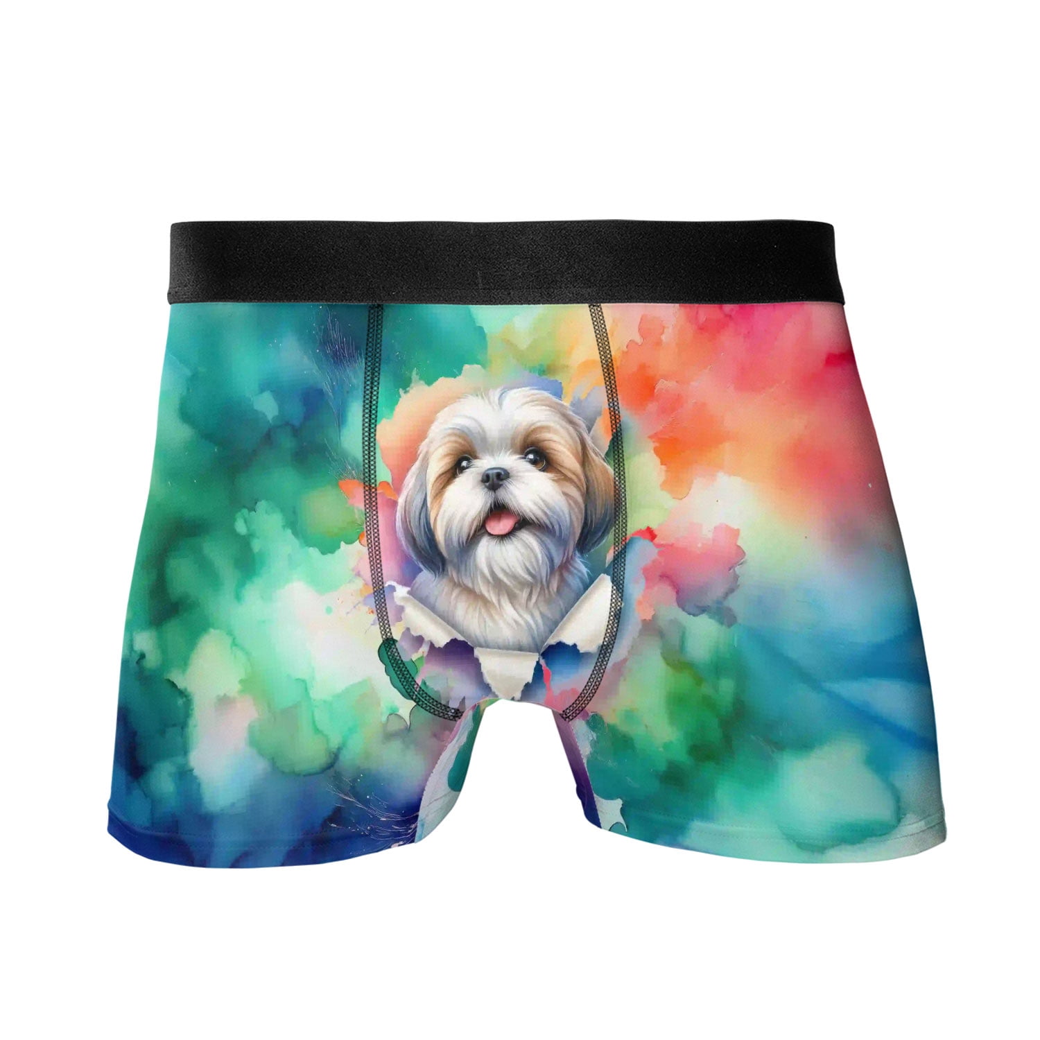 Funny Watercolor Adorable Shih Tzu Peeking Through Torn Paper Effect ...