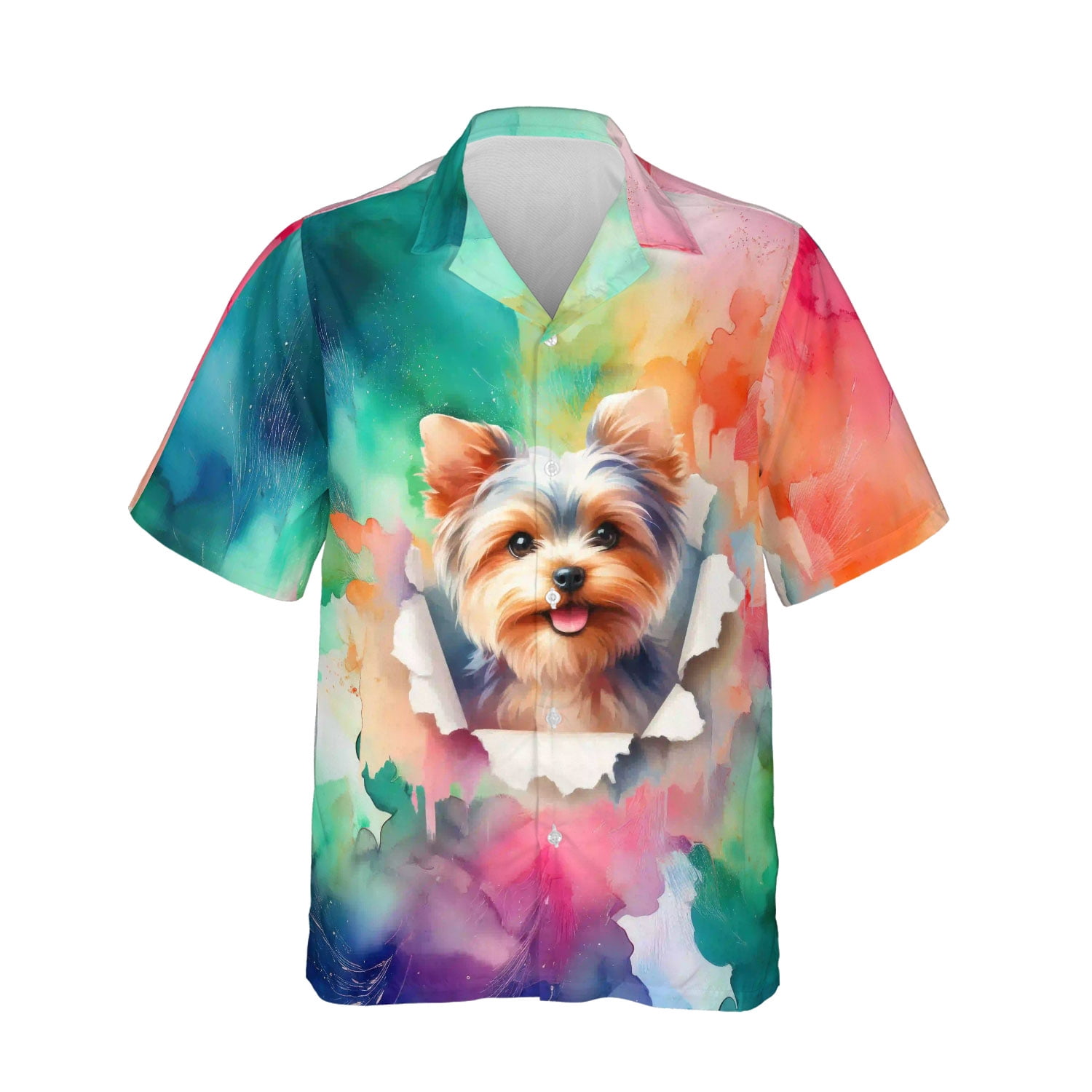 Funny Watercolor Adorable Yorkshire Terrier Peeking Through Torn Paper ...