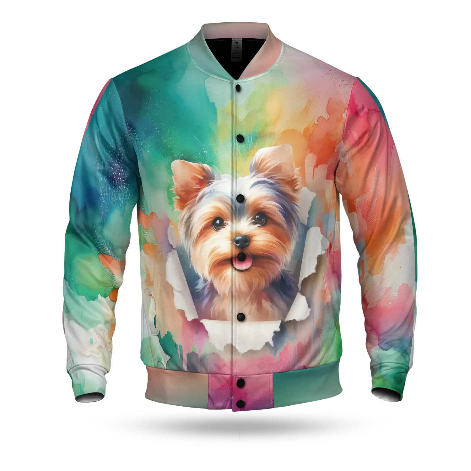 Funny Watercolor Adorable Yorkshire Terrier Peeking Through Torn Paper ...