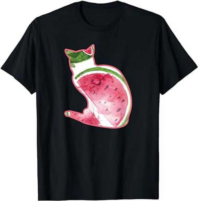 Funny Watermelon Cat Shirt Water Color Silhouette - Walmart.com