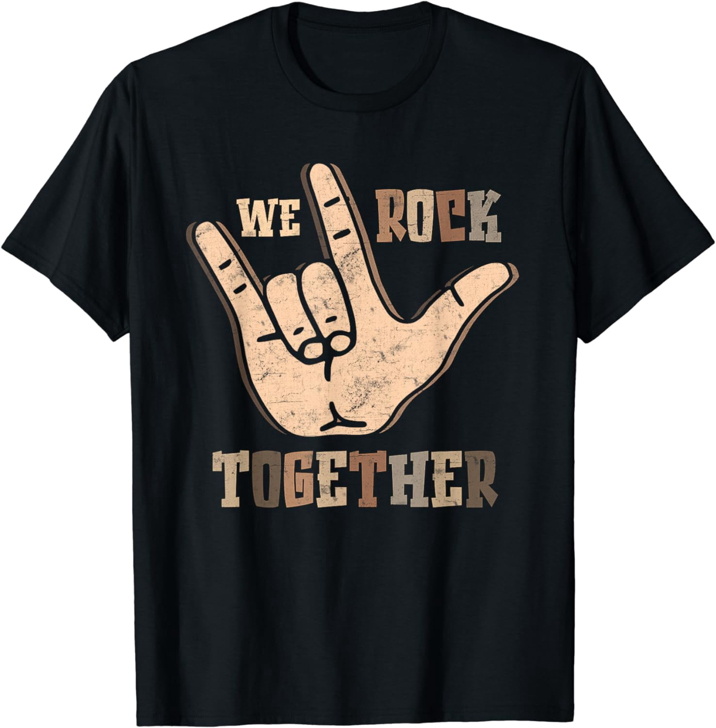 Funny We re Rock Together Hands Sign Language T-Shirt - Walmart.com