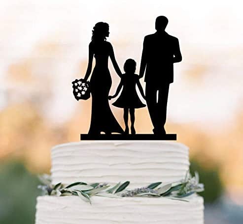 Funny Wedding Cake Topper with Girl Bride and Groom Silhouette Wedding ...