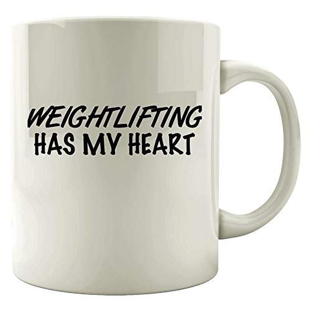 Funny Weightlifting 11 oz Coffee Mug - Muscle Theme White Ceramic Gift ...