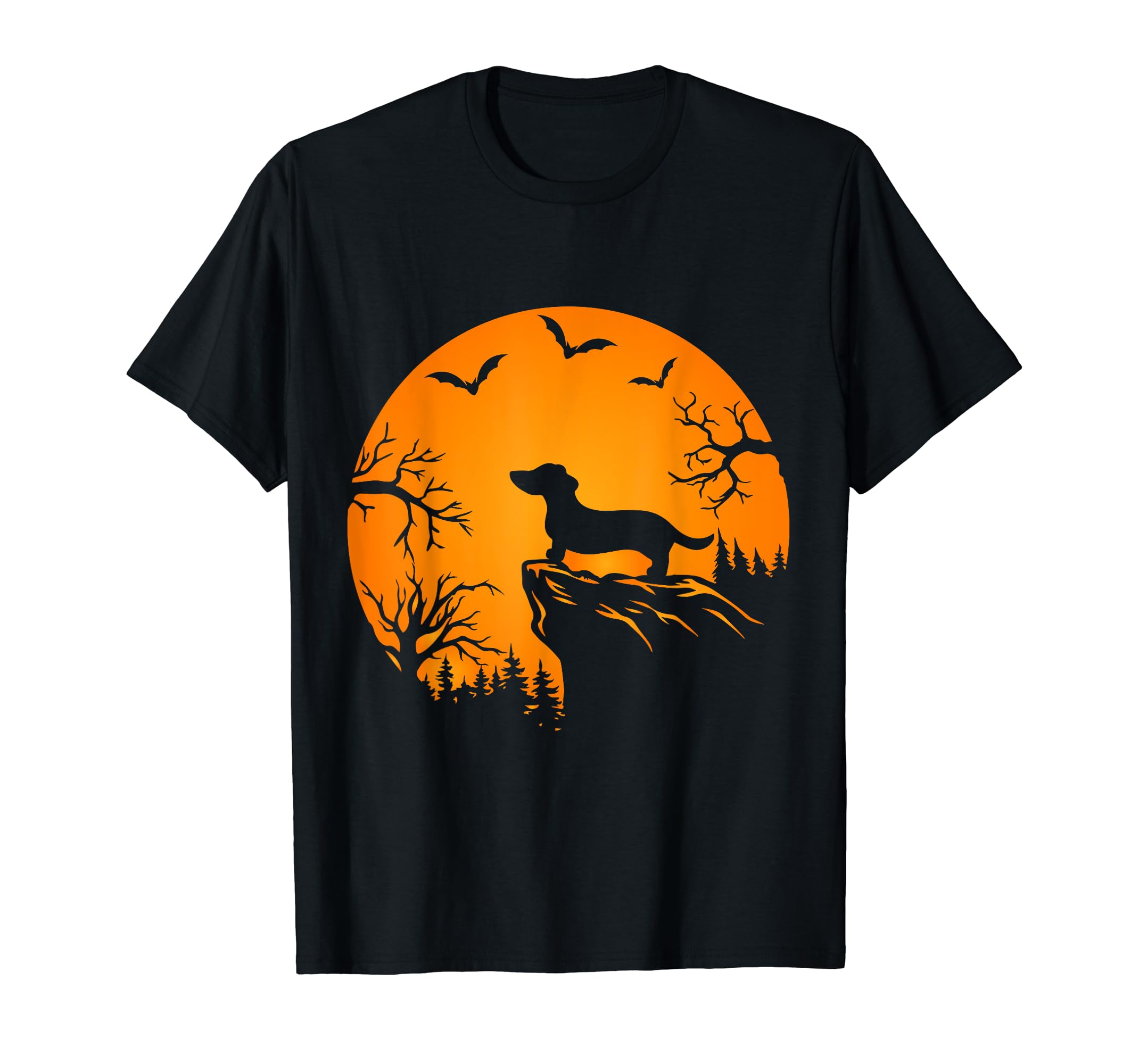 Funny Weiner dog in the Moon Dachshund And Halloween Moon T-Shirt Black ...