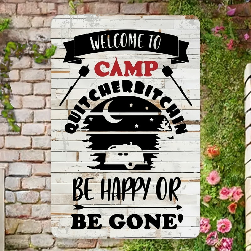 Funny Welcome to Camp Metal Tin Sign Wall Decor Farmhouse Rustic ...
