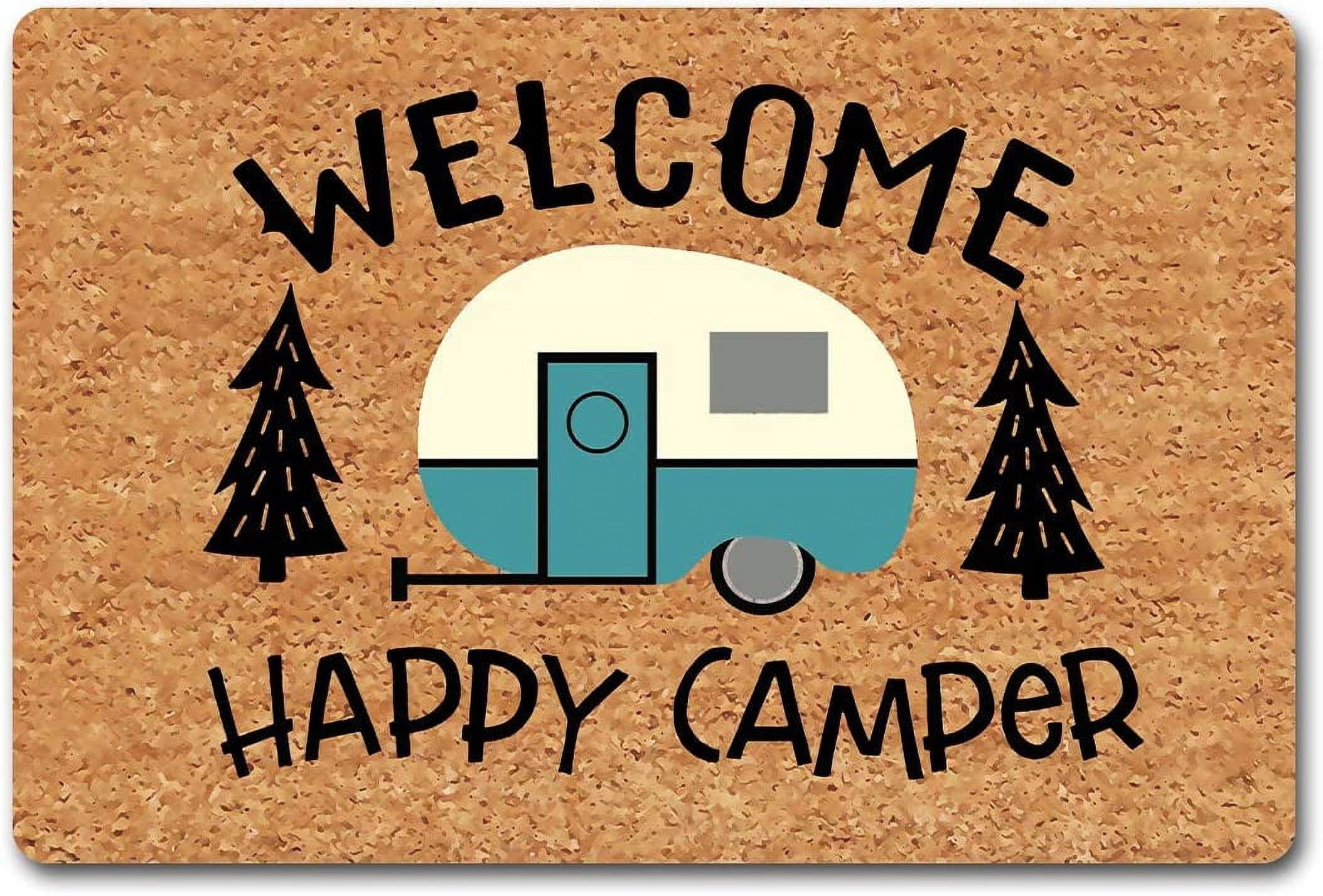 Funny Welcome Mat Doormat Happy Camper Welcome Doormat Camper Door Mats ...
