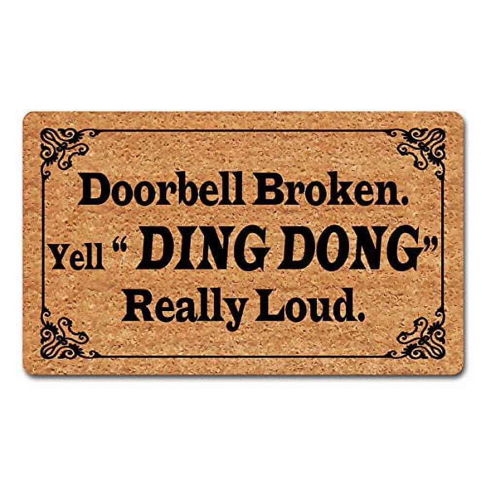 Funny Welcome Non-Slip Kitchen Rubber Mat Doorbell Broken Yell Ding ...