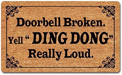 Funny Welcome Non-Slip Kitchen Rubber Mat Doorbell Broken Yell Ding ...