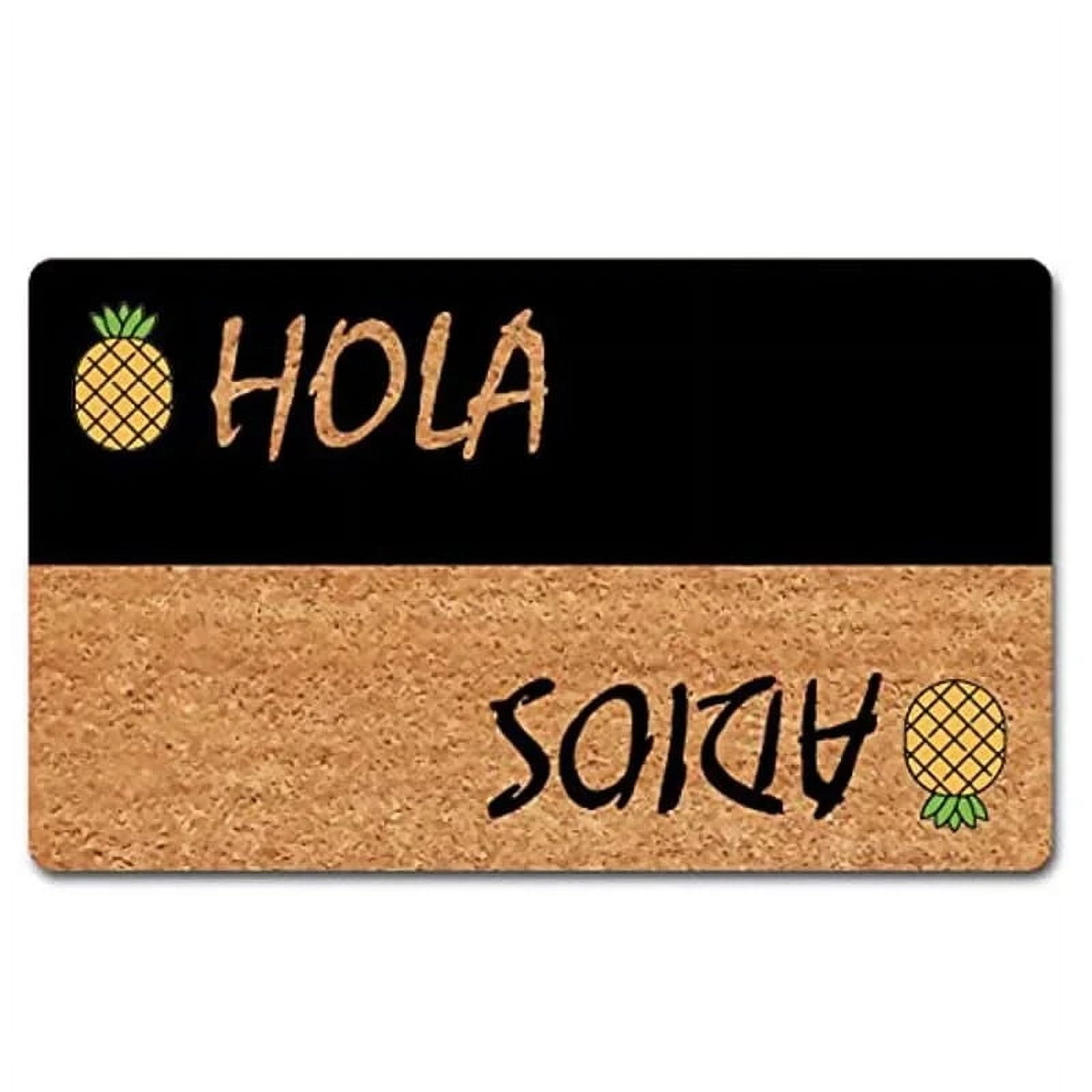 Funny Welcome Rug Anti-Slip Flannel Doormats Hola Adios Cute Pineapple ...