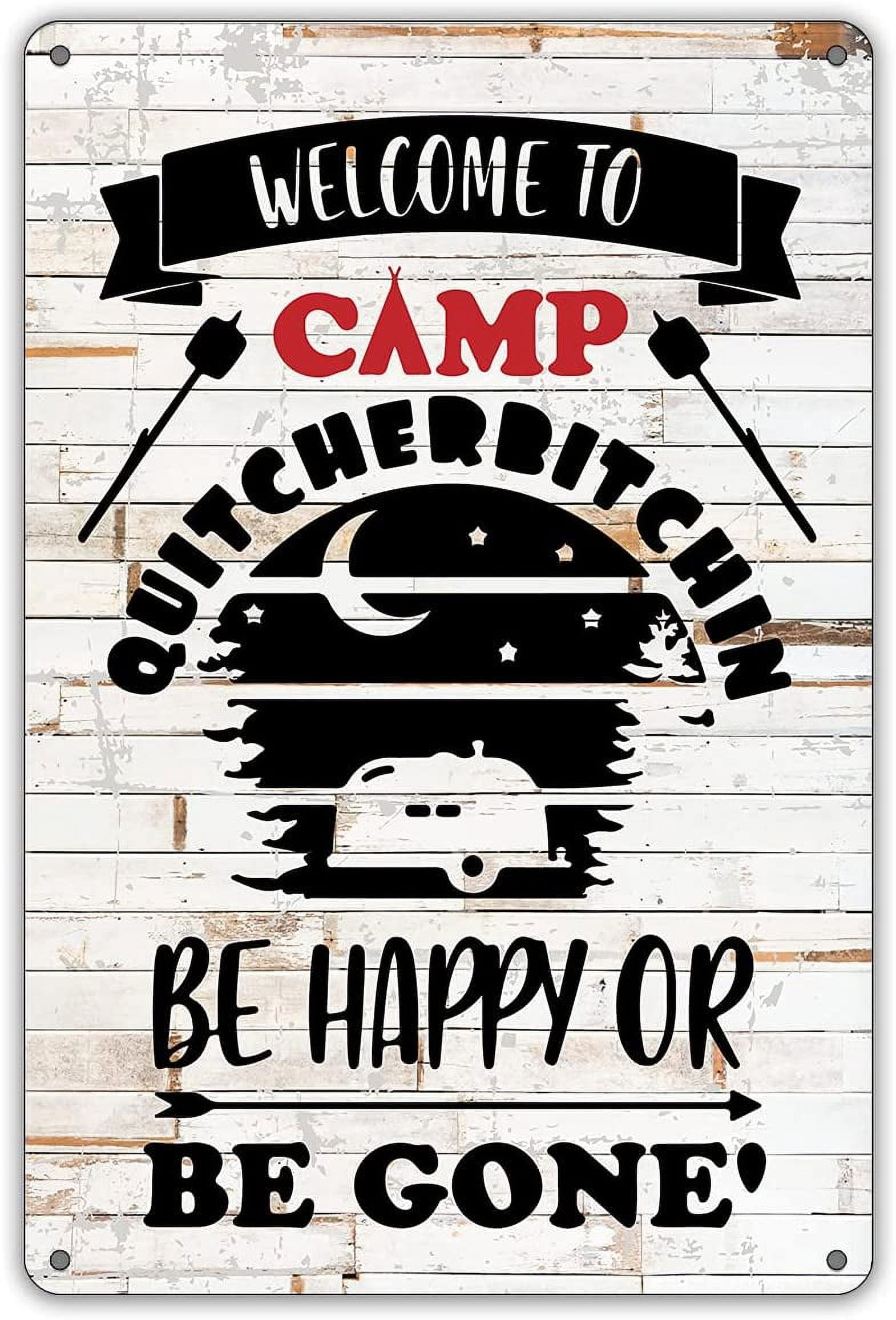 Funny Welcome to Camp Metal Tin Sign Wall Decor Farmhouse Rustic ...