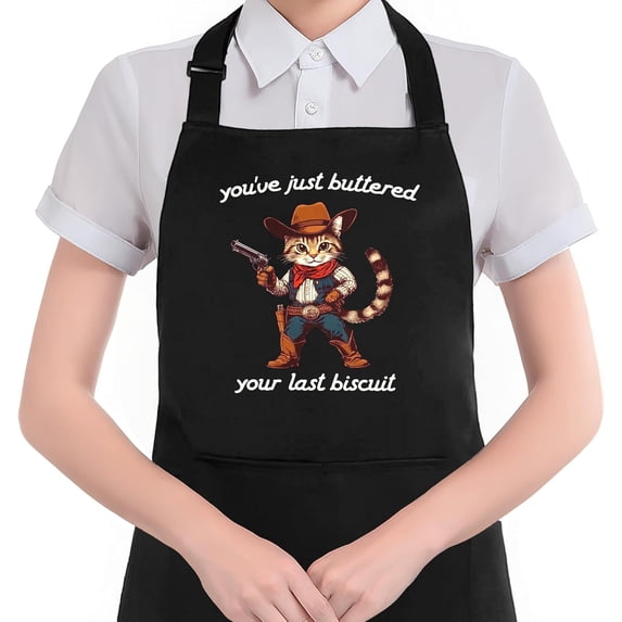 Funny Western Cat Baking Apron with Pockets, Cat Lovers Gifts, Baking ...