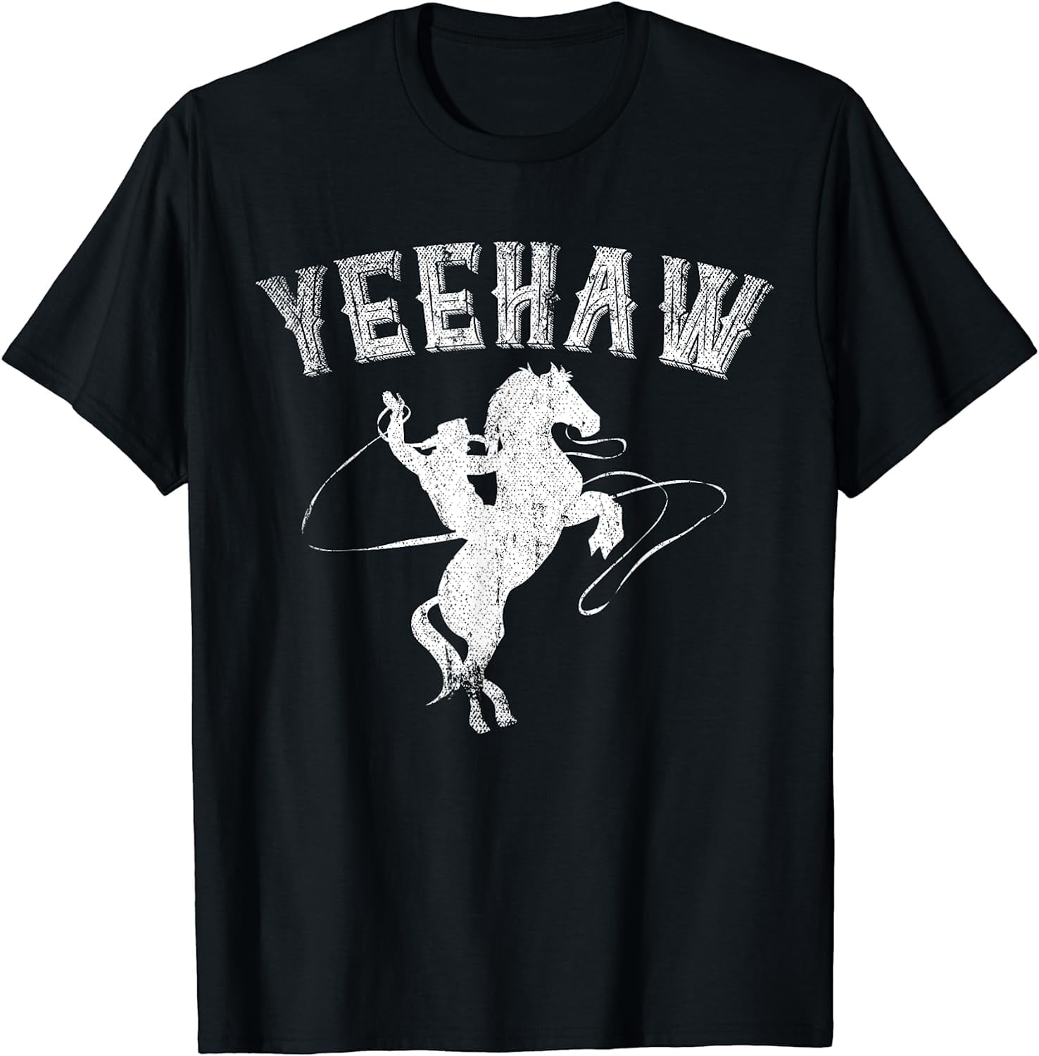 Funny Western Gift Horse Bull Riding Rodeo Yeehaw Cow T-Shirt Black-L ...