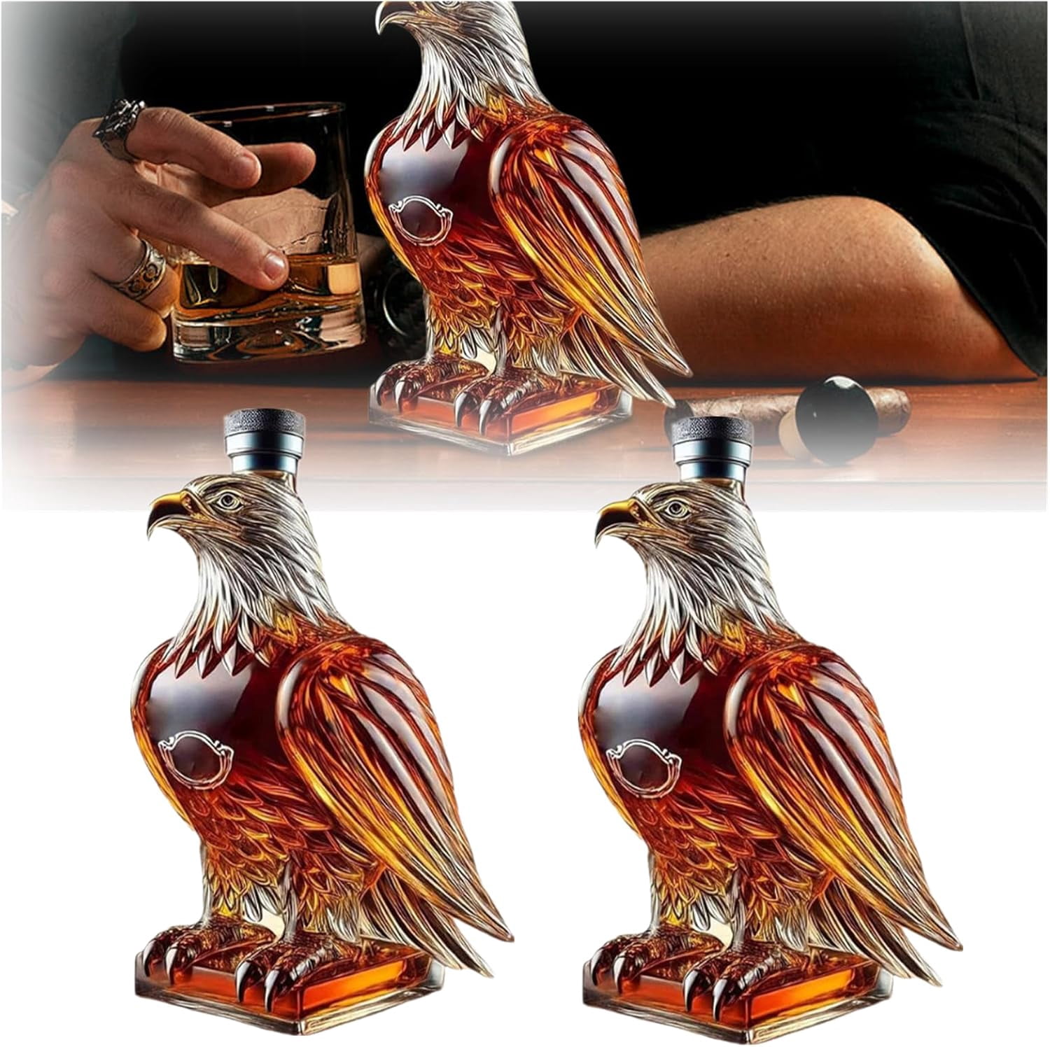 Funny Whiskey Eagle Bottle, 2PCS Unique Eagle Animal Whiskey Decanter ...