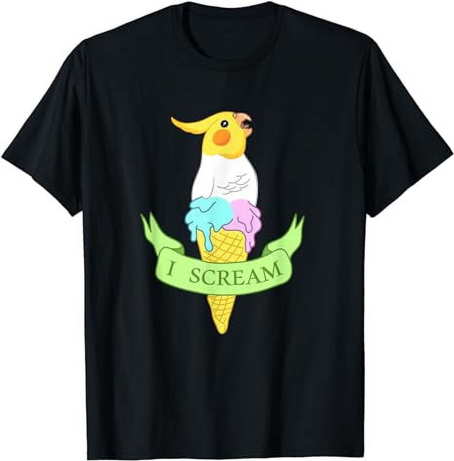 Funny White Parrot I scream Birb memes Ice cream cockatiel T-Shirt ...